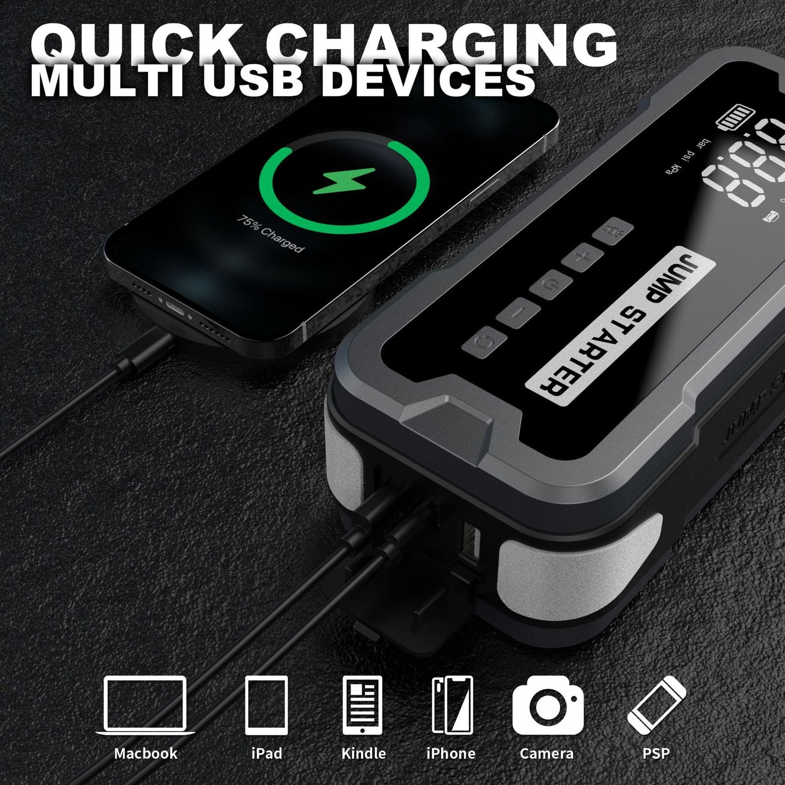 CY53 8000mAh 4-In-1 Jump Starter with Tire Inflation - ONNIS